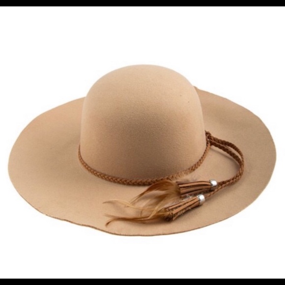 Accessories | Boho Wide Brim Braided Strap Felt Bowler Hat Tan | Poshmark